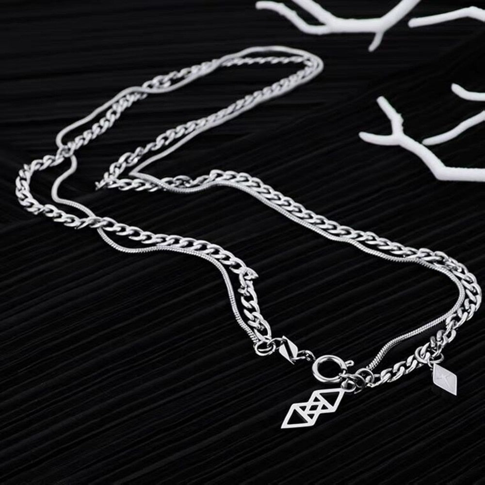 Stainless Steel Double Layer Pendant Chain | Streets of Seoul | Men's ...
