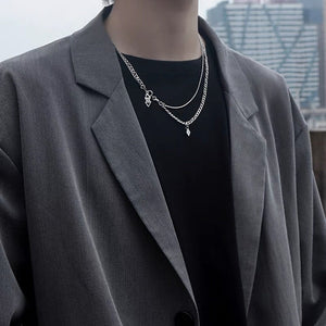 Stainless Steel Double Layer Pendant Chain | Streets of Seoul | Men's ...