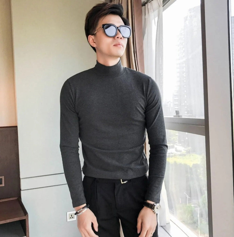 Stretch Jersey Fitted Turtleneck | Streets of Seoul | Men's Korean ...
