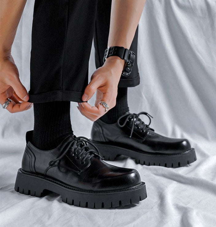 Ichon Faux Leather Chunky Raised Sole Shoes | Streets of Seoul | Men's ...