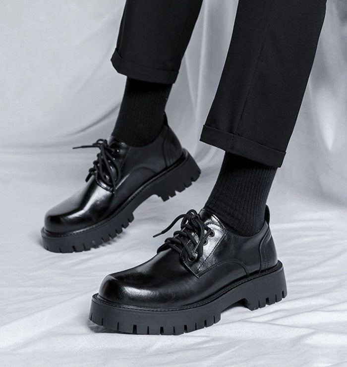 Ichon Faux Leather Chunky Raised Sole Shoes | Streets of Seoul | Men's ...