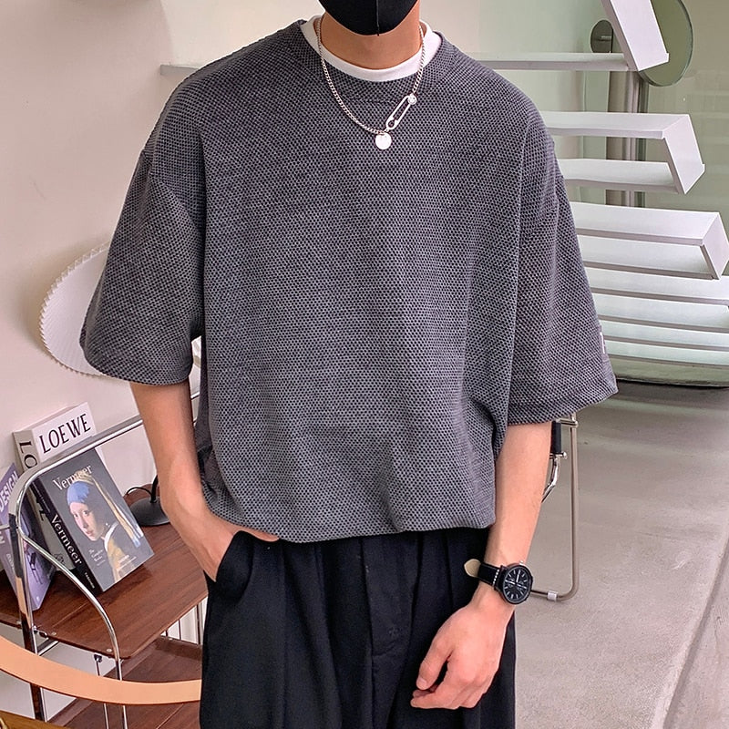Textured Pique T-Shirt | Streets of Seoul | Men's Korean Style Fashion